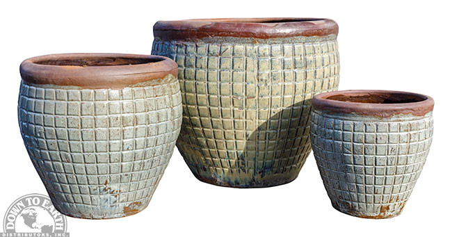 Rustic Waffle Pot Cream S/3 | Down to Earth Distributors Inc.