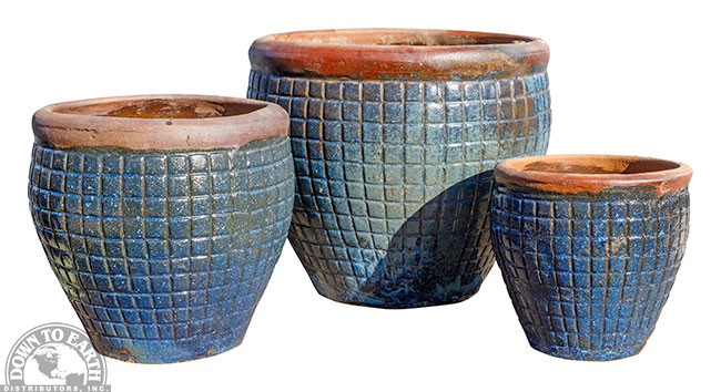 Rustic Waffle Pot Blue S/3 | Down to Earth Distributors Inc.